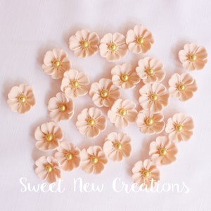 Fondant Flowers Small 1.5" Mini Edible Flowers Cream Gold Vintage ...