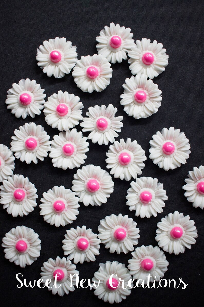 Daisy Mini Edible Fondant Flowers Cake Pops Decorations White - Etsy