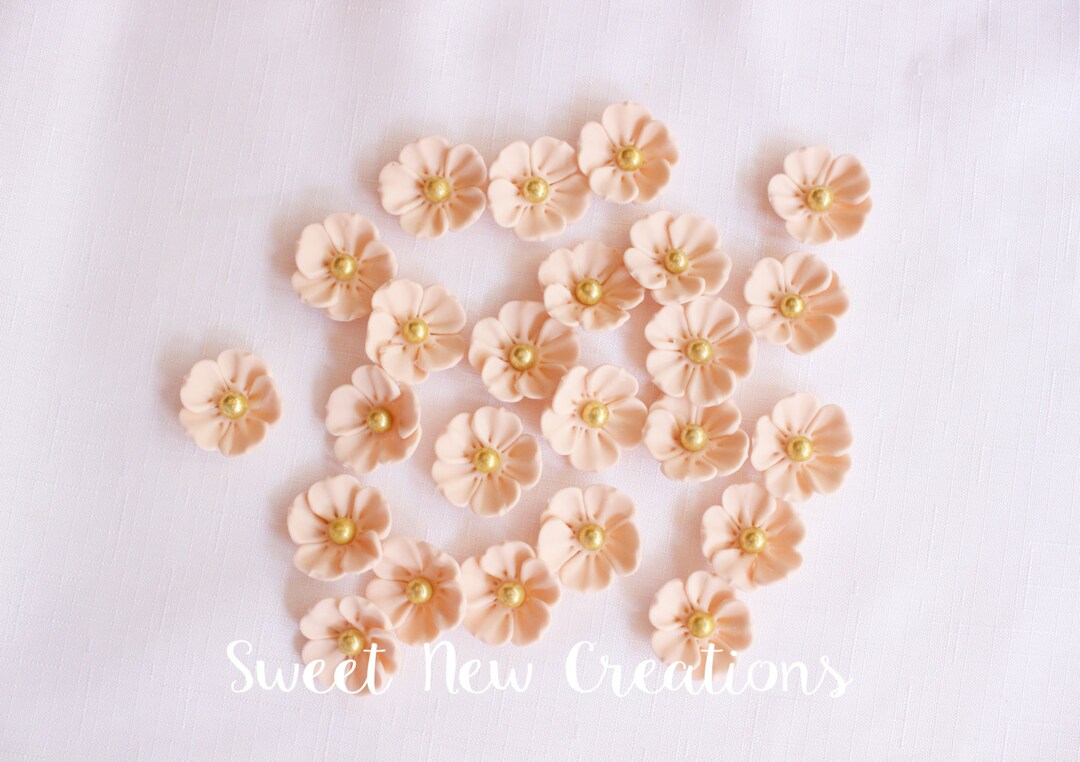 Fondant Flowers Small 1.5" Mini Edible Flowers Cream Gold Vintage ...