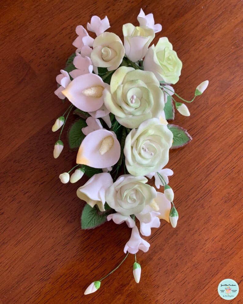 Sage Green Tea Rose Calla Lily Hyacinth Spray Gum Paste - Etsy
