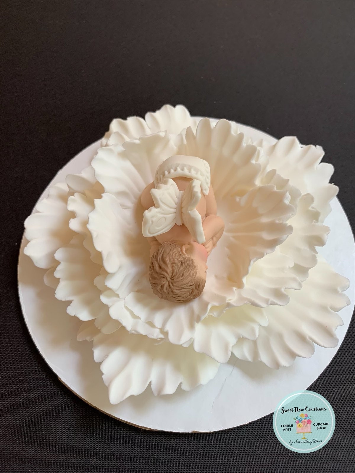 Angel Baby Shower Baby Cake Topper Fondant Angel Heavenly Neutral None ...