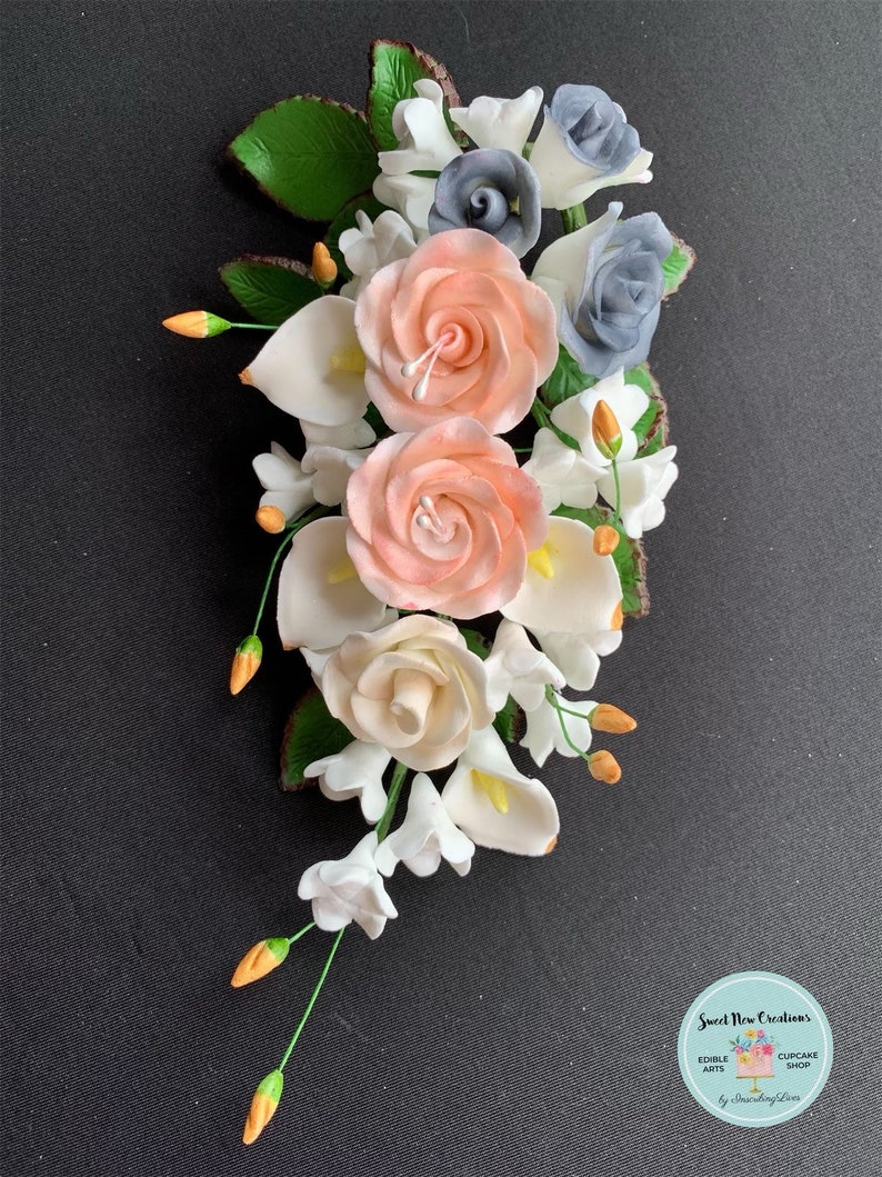 Navy Blue Coral Cream Gold Rose Calla Lily Hyacinth Spray Gum | Etsy