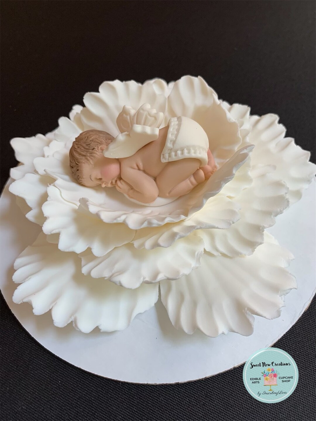 Angel Baby Shower Baby Cake Topper Fondant Angel Heavenly Neutral None ...