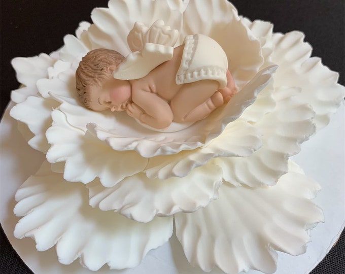 Angel Baby Shower Baby Cake Topper Fondant Angel Heavenly Neutral None ...