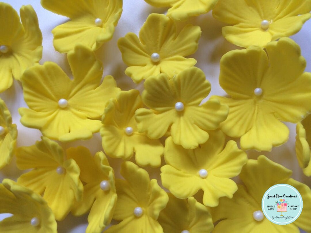 Fondant Flowers Yellow Edible Flowers Blossom Spray Cake Pop ...