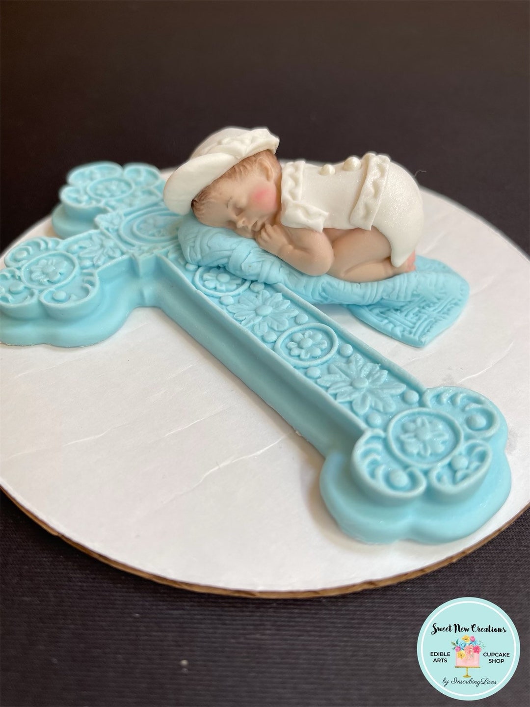 Baptism Cake Topper for Boy Cross Cake Topper Fondant Christening Cake ...
