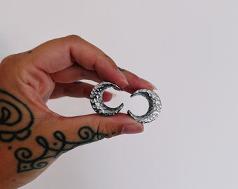 Ear Tunnel Earrings Plug Ears Plugs Silver Stainless Earring Half Moon ...