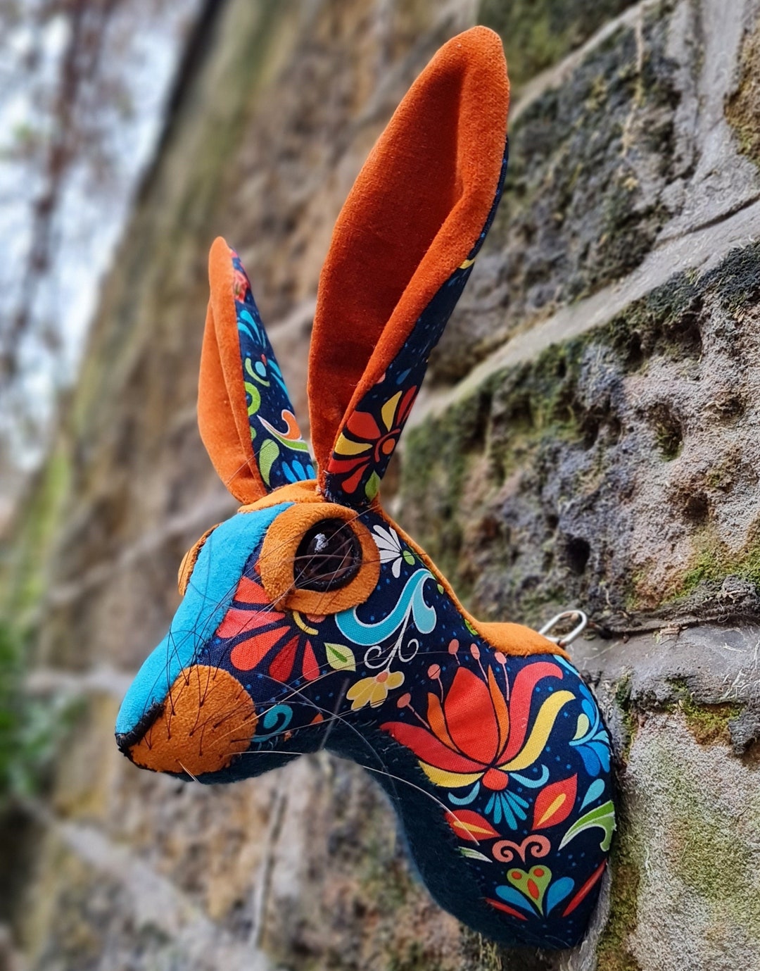 Hare Head Faux Taxidermy Wall Mounted Rabbit Replica Wall Hanging Fake ...