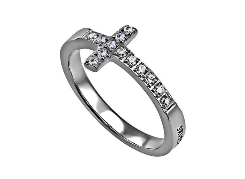 One Way Cross Ring saved by Grace | Etsy