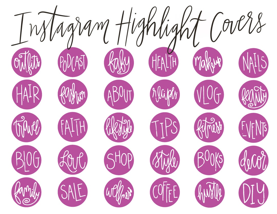 Plum Cursive Minimalist Blogger Instagram Story Highlight Covers - 30 ...
