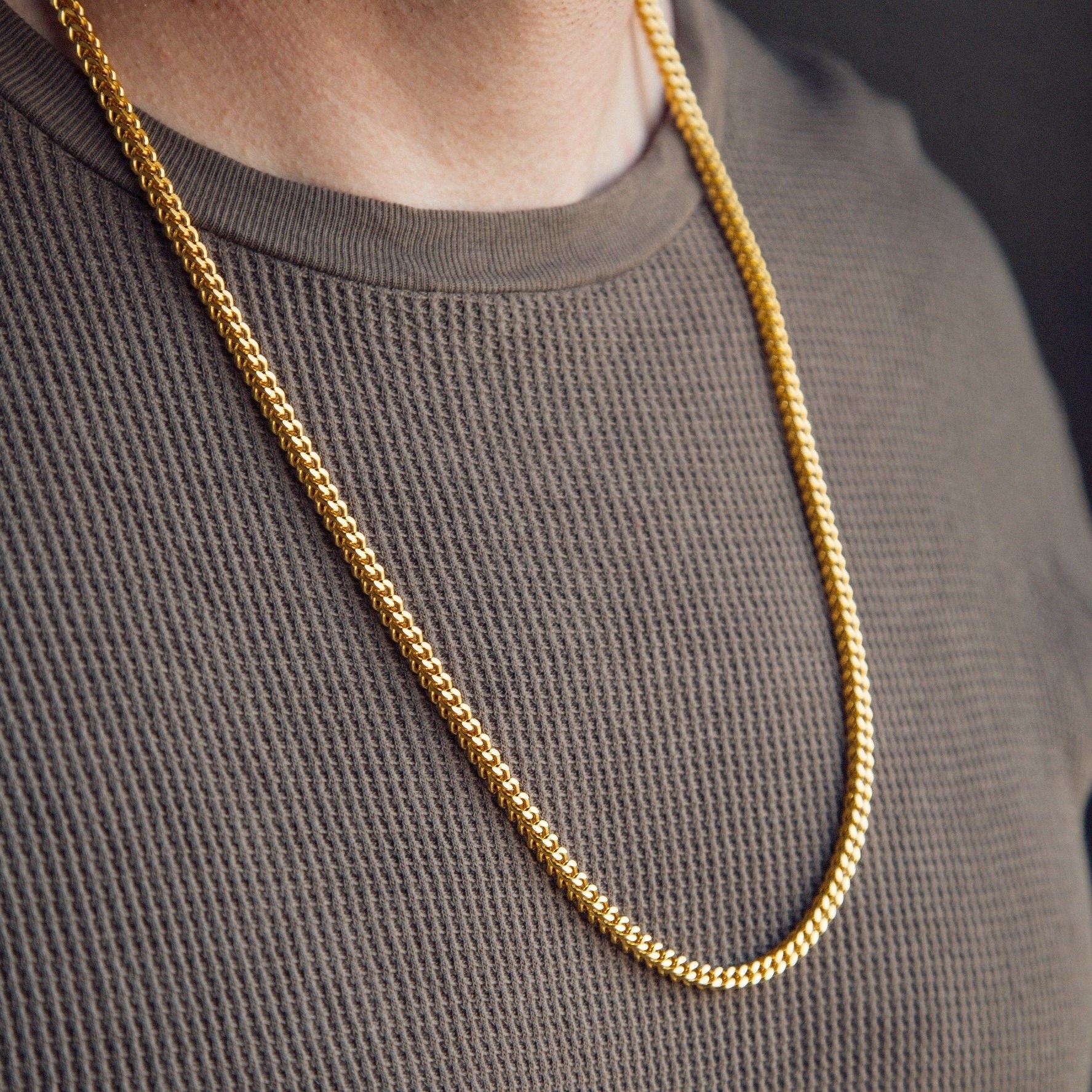 30 inch 18ct Gold filled Foxtail Chain Necklace 4mm thick | Etsy