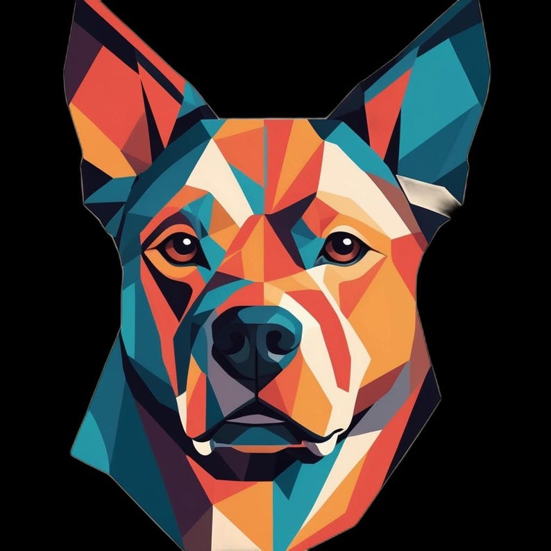 Geometric Dog Abstract Art - Etsy