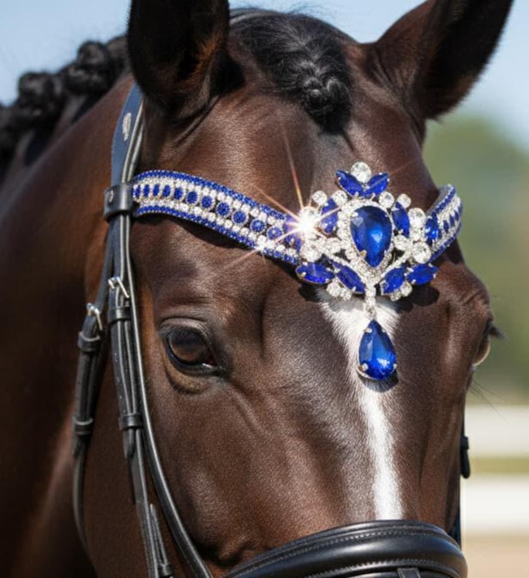Crystal Horse Browband – Royal Blue Sapphire Bridle Tack Accessory - Etsy