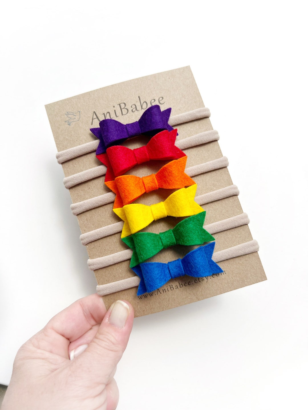 Rainbow Hair Bow Pack, Baby Girl Headbands, Rainbow Headband, Felt Bow ...