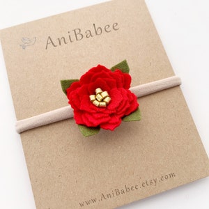 Christmas Headband, Poinsettia Headband, Baby Headband, Red Flower ...