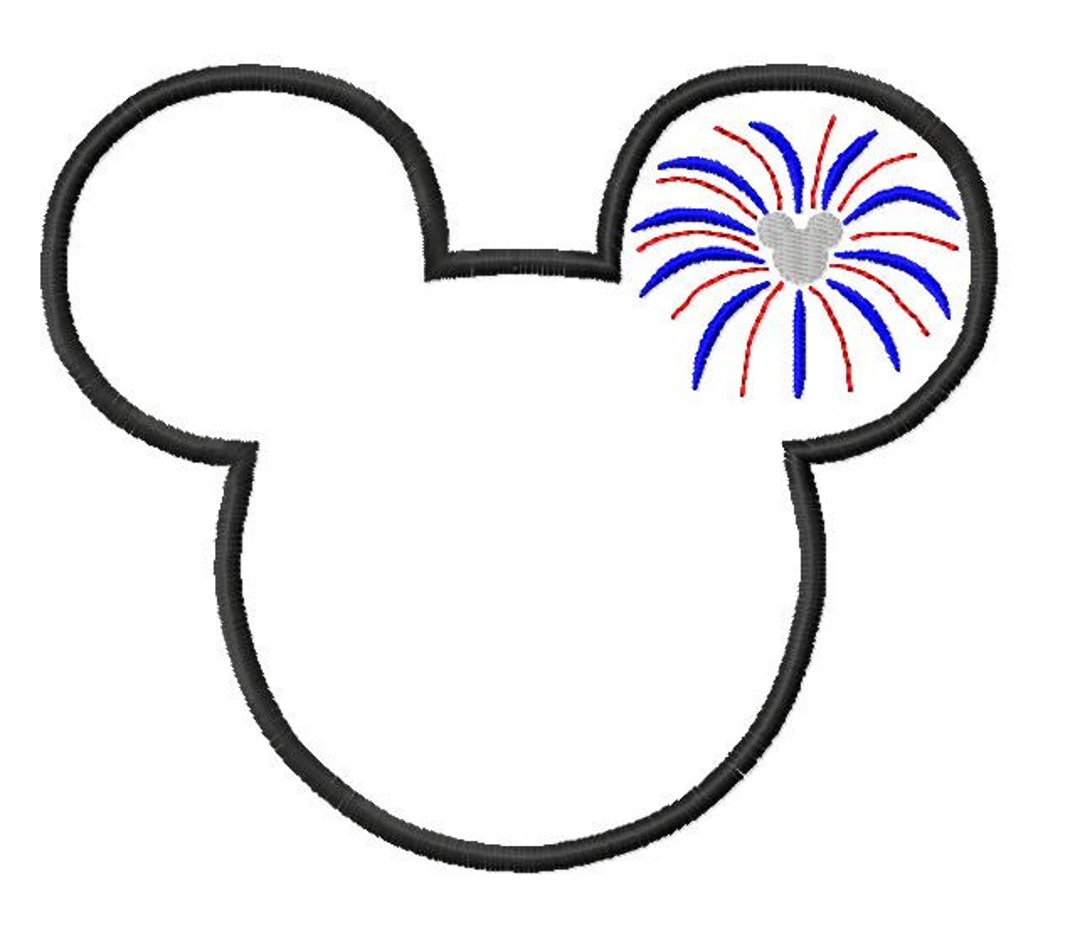 Character Patriotic Head With Firework Ears Embroidery Applique Design ...
