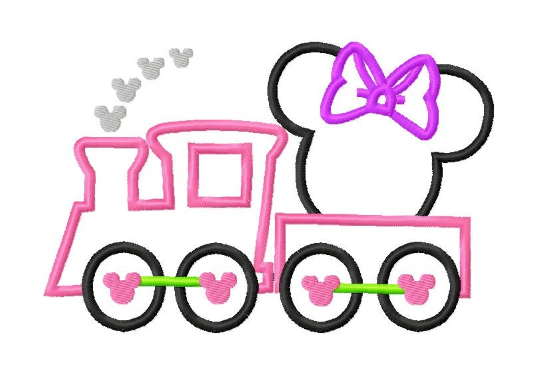 Train Carrying Character Inspired Mouse With Bow Embroidery Applique ...