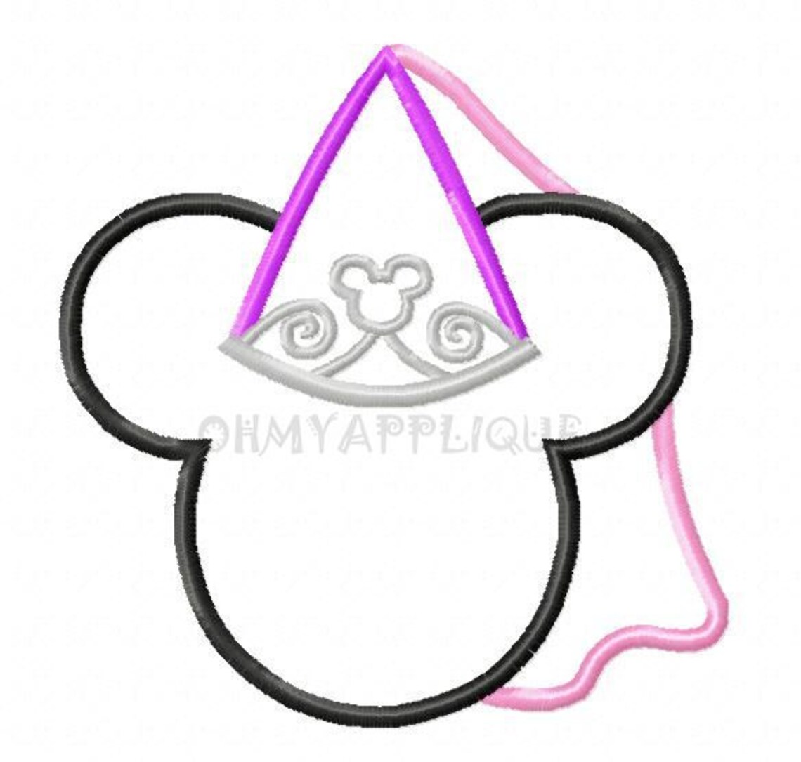 Character Inspired Mouse Princess Hat Embroidery Applique - Etsy