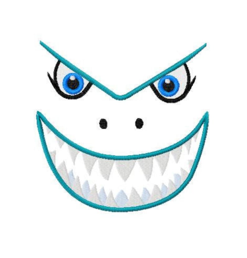 Shark Face Embroidery Applique Design - Etsy