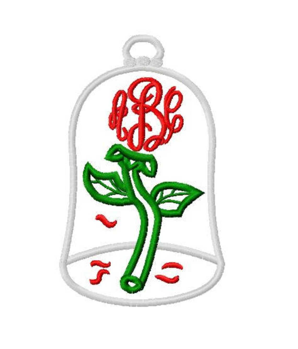 Monogram Initial Princess Beast Rose Glass Dome Embroidery Applique ...
