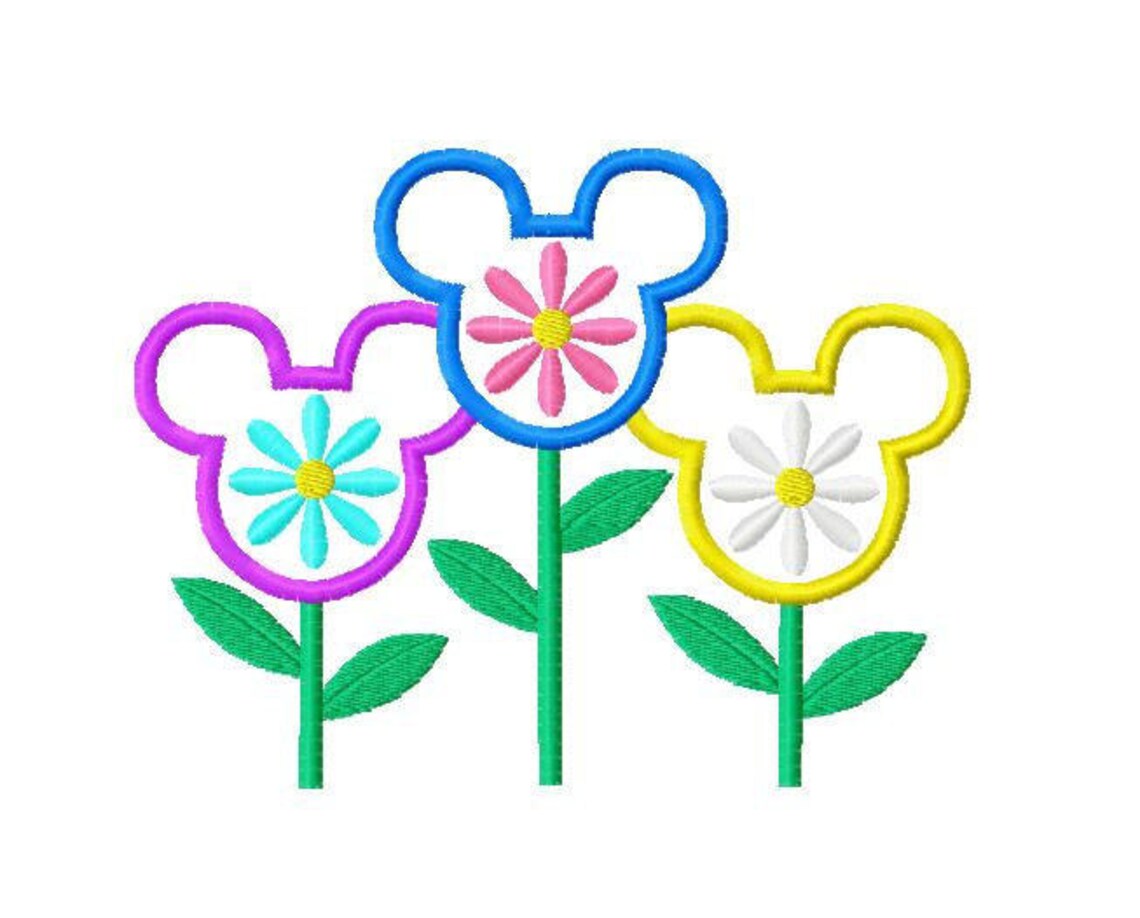 Character Inspired Mouse Flowers Embroidery Applique Design - Etsy