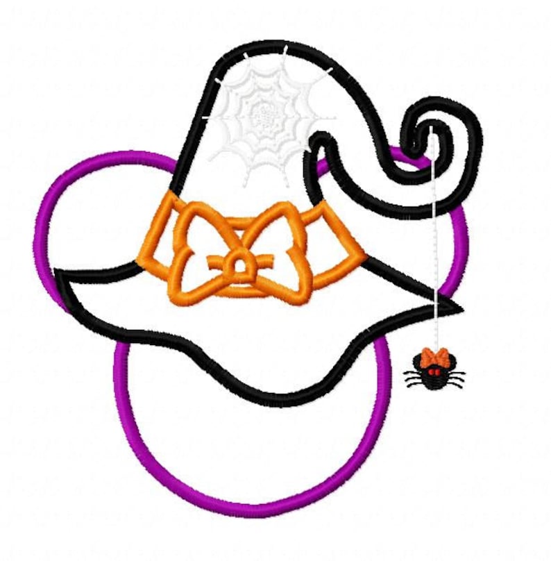 Character Mouse Inspired With Witch Hat Embroidery Applique Design ...