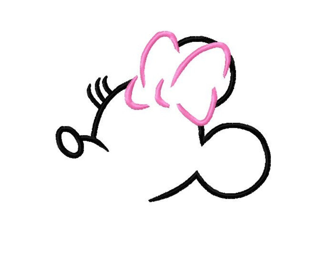 Character Miss Mouse Outline Sketch Embroidery Design - 7 Sizes - Etsy