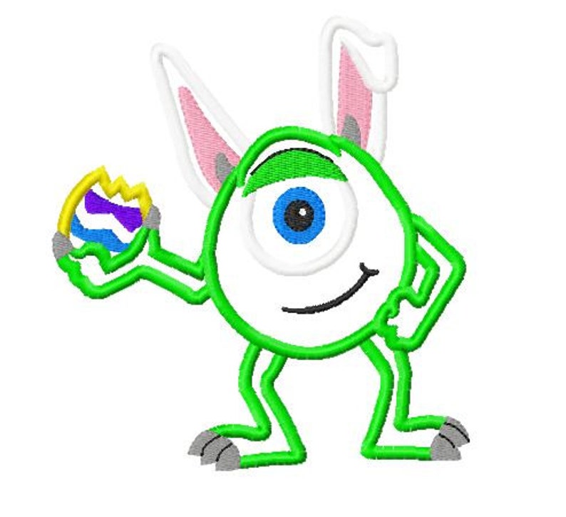 SALE Mike Monster Easter Bunny Rabbit With Egg Embroidery - Etsy