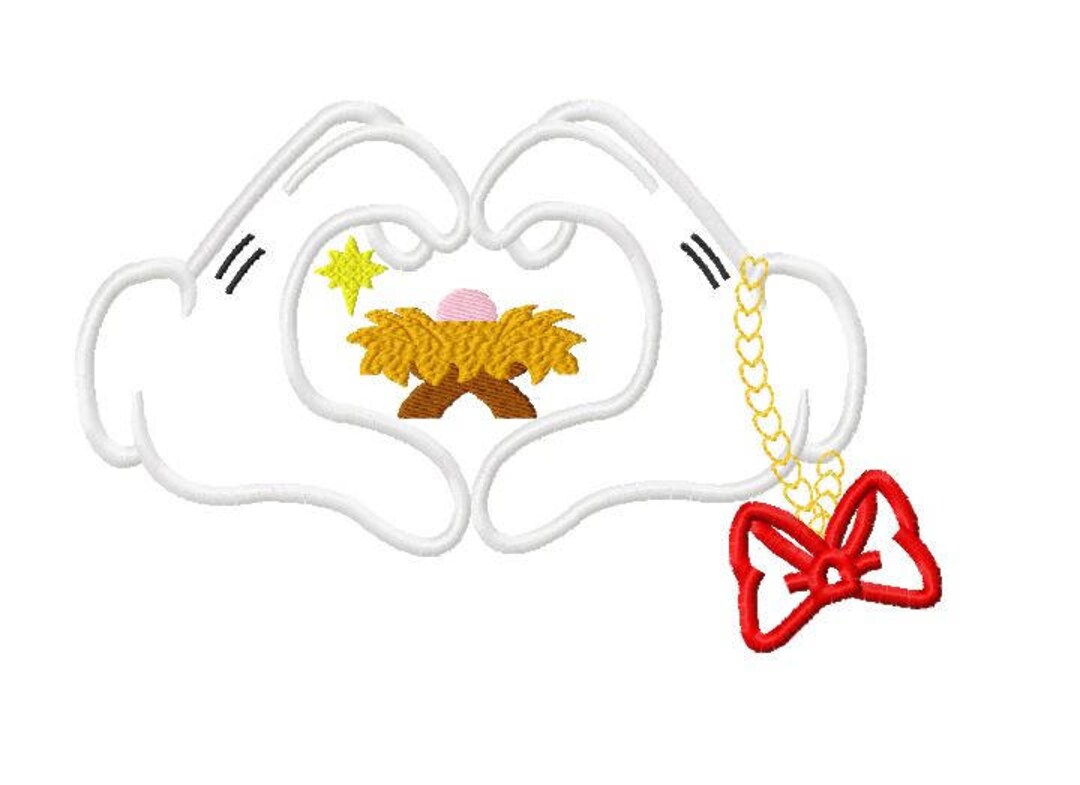 Character Inspired Heart Glove Hands With Christmas Manger Nativity ...