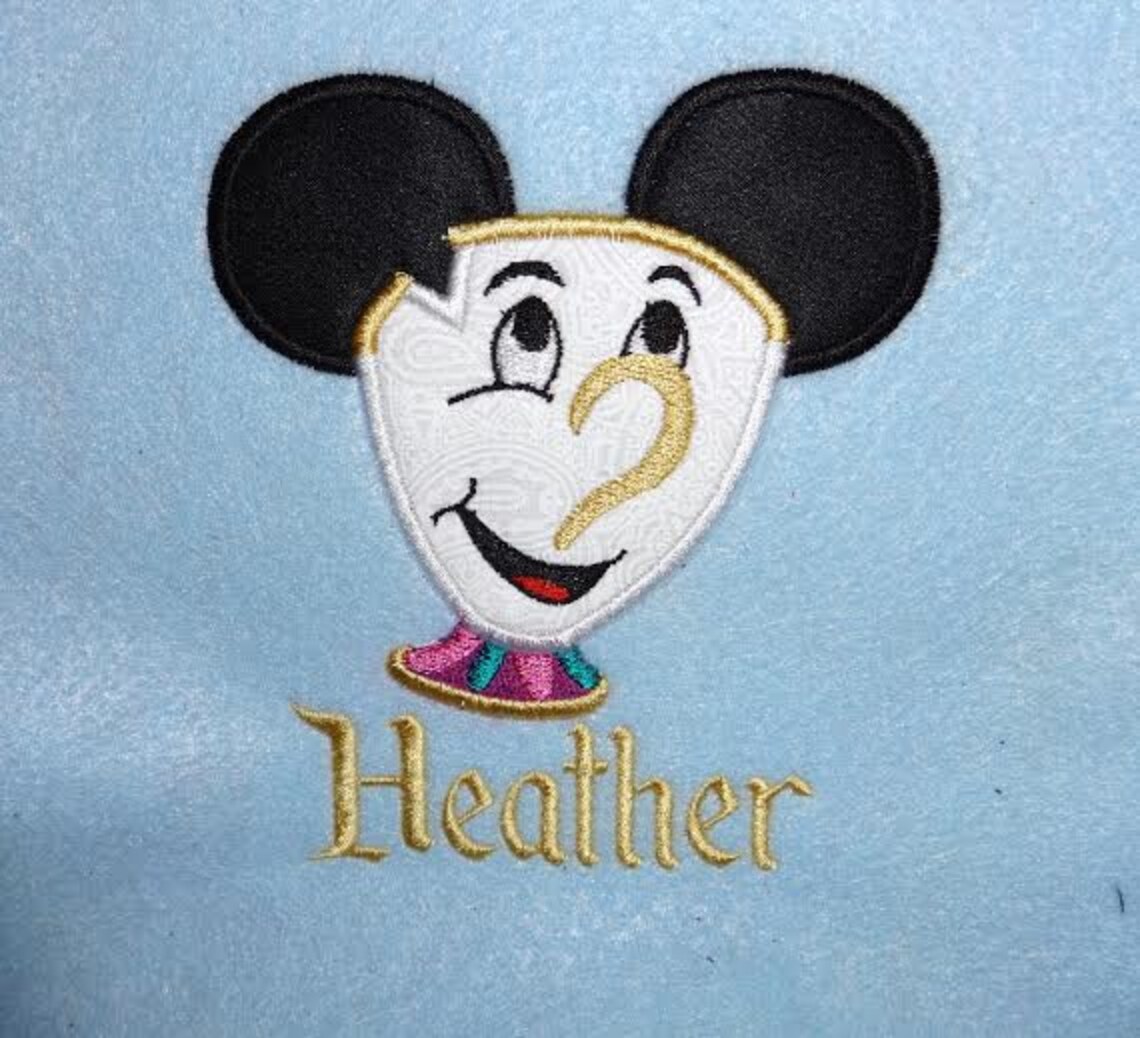 Character Mouse Chipped Tea Cup Beauty Embroidery Applique Design - Etsy
