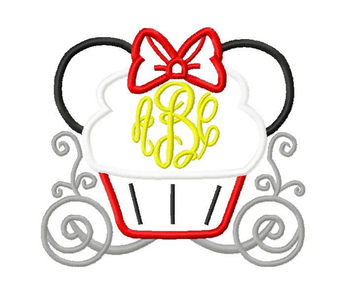 Character Inspired Cupcake Monogram Initial Carriage Embroidery ...