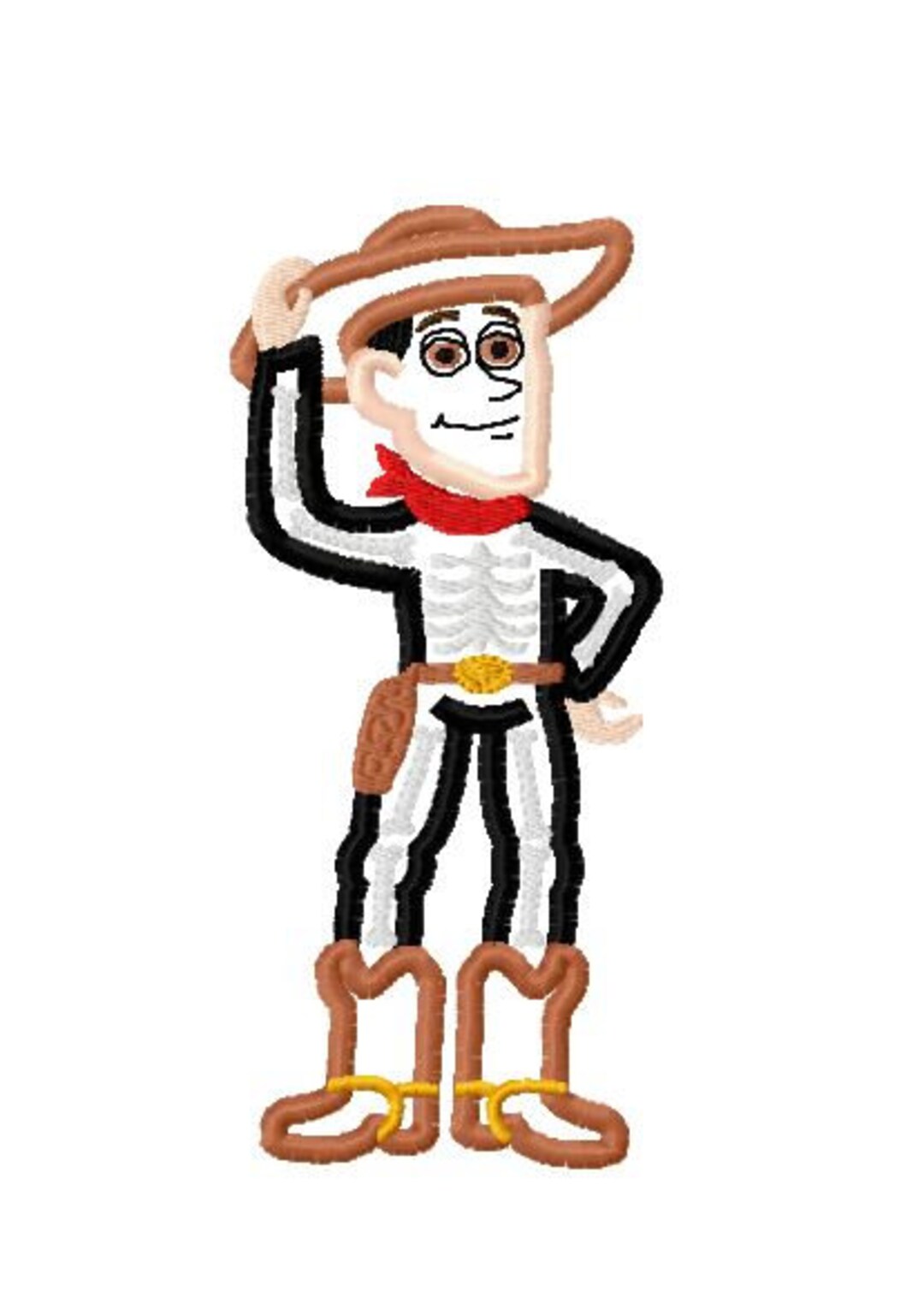 Character Inspired Halloween Skeleton Toy Book Cowboy Woody Embroidery ...