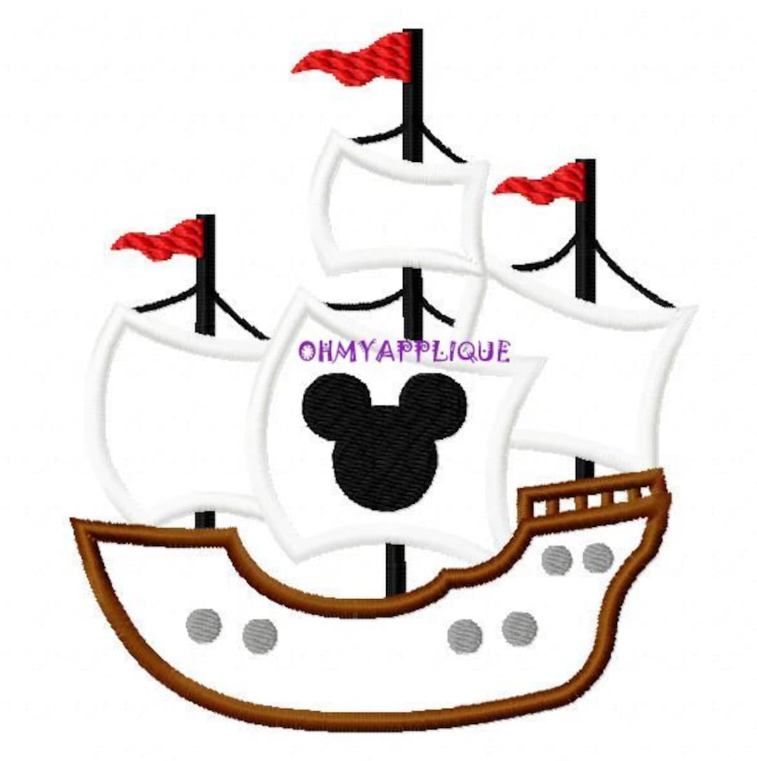Character Inspired Mouse Pirate Ship With Character Embroidery Applique ...