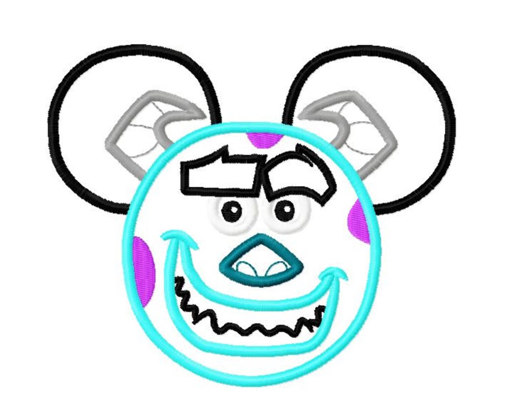Character Inspired Mouse Sully Blue Monster Embroidery Applique Design ...