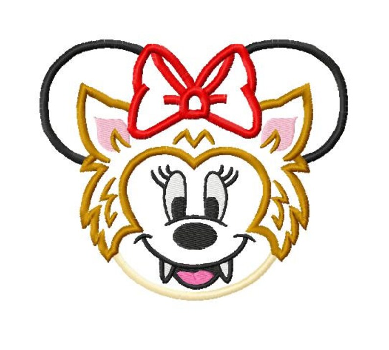 Character Miss Mouse Werewolf With Bow Embroidery Applique | Etsy