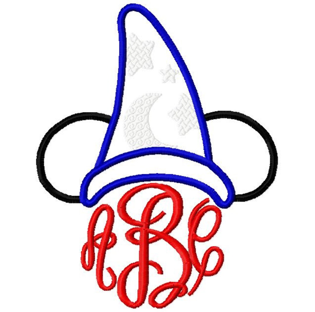 Character Inspired Hat Monogram or Initial Embroidery Applique Design ...