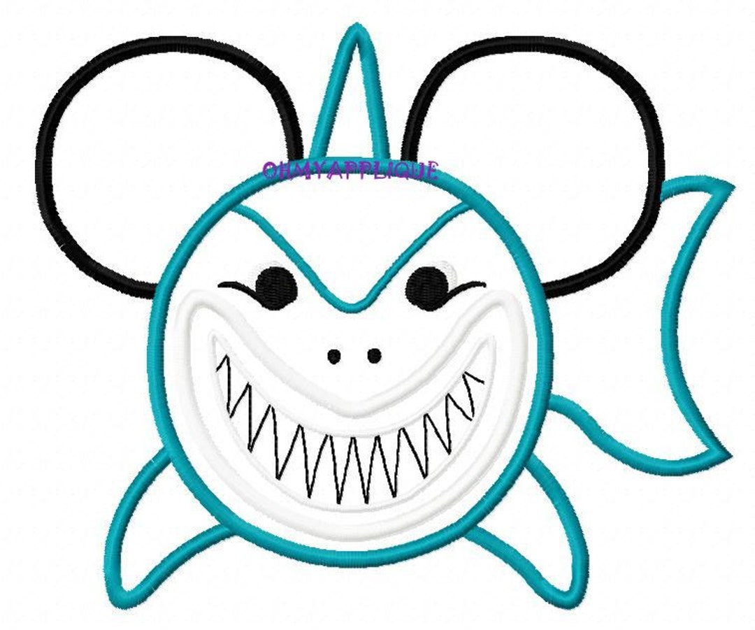 Character Inspired Mister Mouse Fish Are Our Friends Shark Embroidery ...