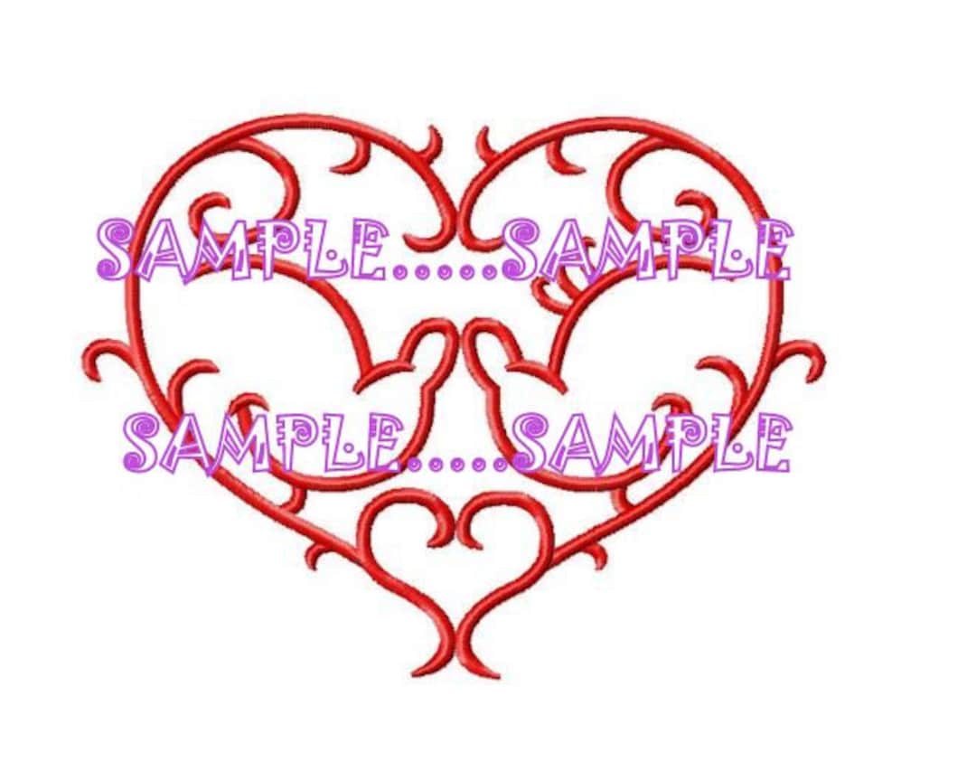 Valentines - Character Vine Heart Sketch Design - Embroidery Sketch ...