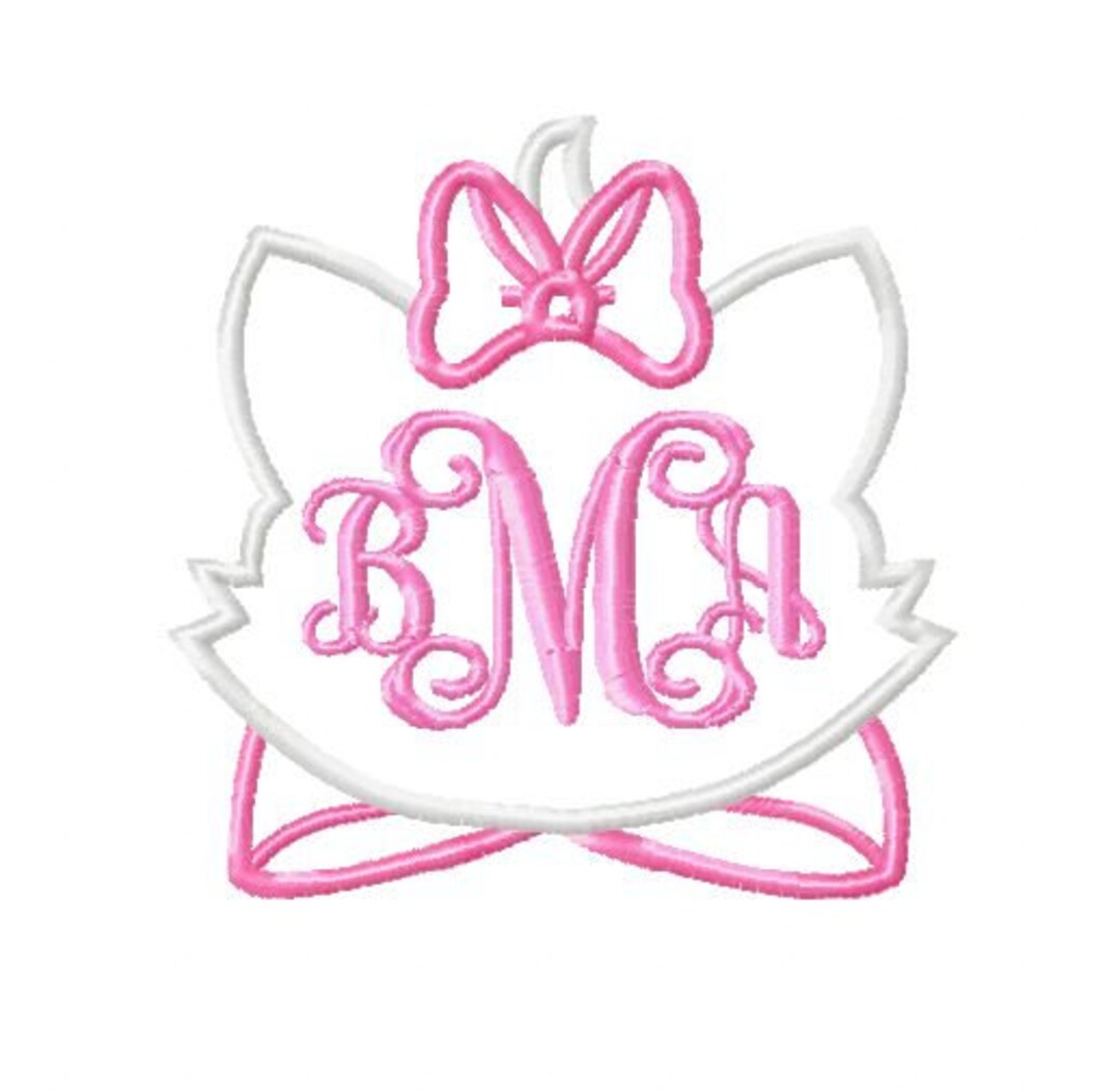 Monogram Initial Character Sketch Outline Frame Marie Cat Design ...