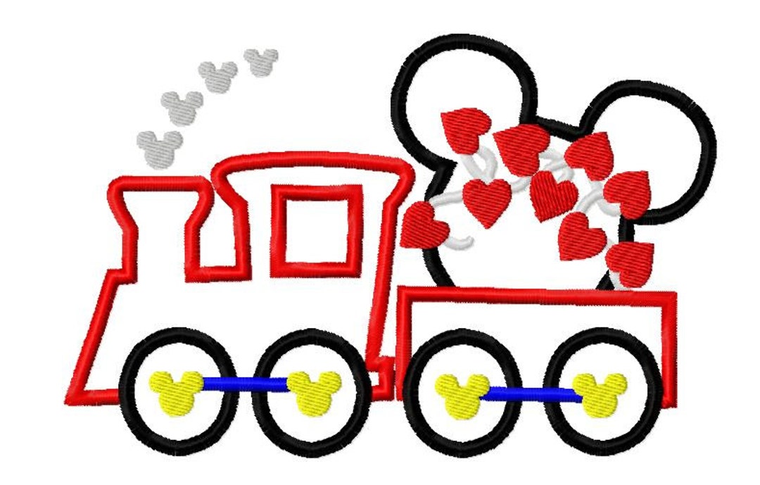 Train Carrying Valentines Heart Character Head Embroidery Applique ...