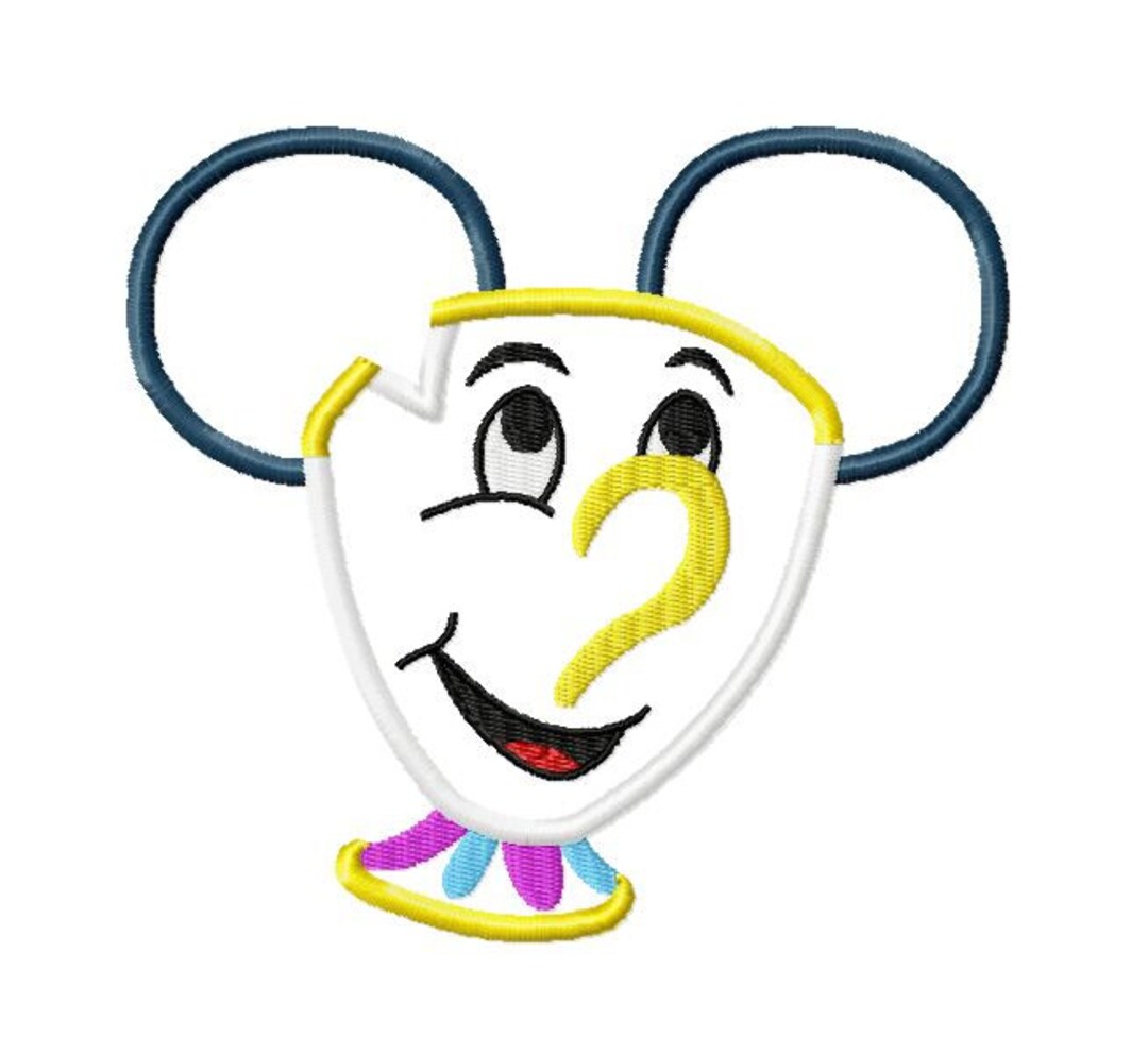 Character Mouse Chipped Tea Cup Beauty Embroidery Applique Design - Etsy