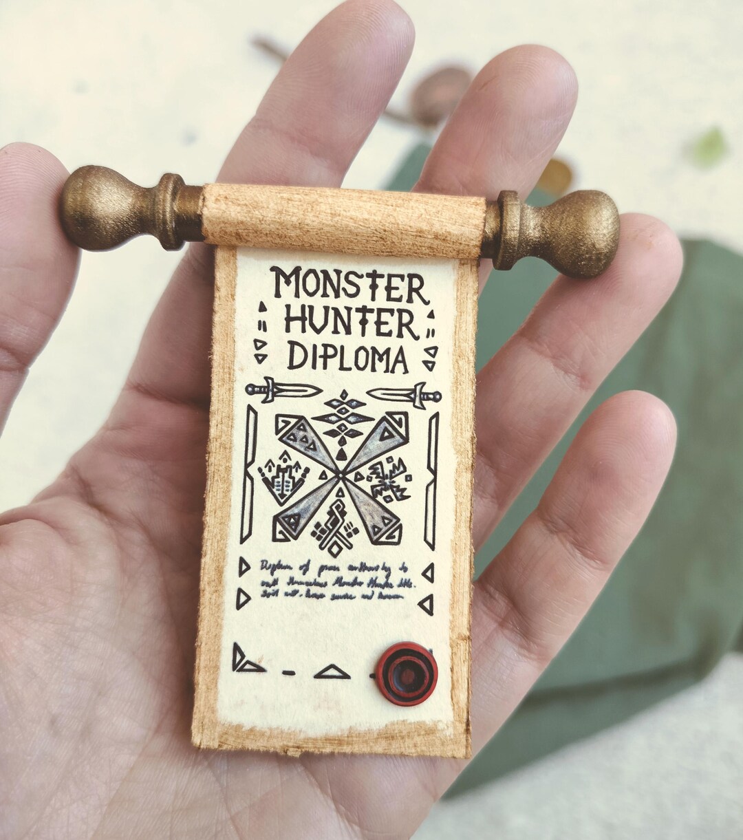 Monster Hunter Diploma. Mini Guild Diploma. Scrolls Miniature - Fridge ...