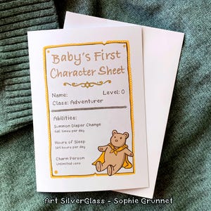 Baby's First Character Sheet. Dnd. TTRPG. Geeky Greeting Card. Folded ...
