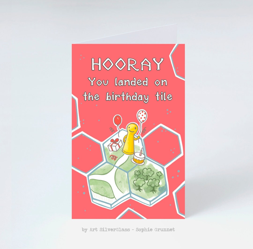 HOORAY. You Landed on the Birthday Tile. Board Game. Geeky Greeting ...