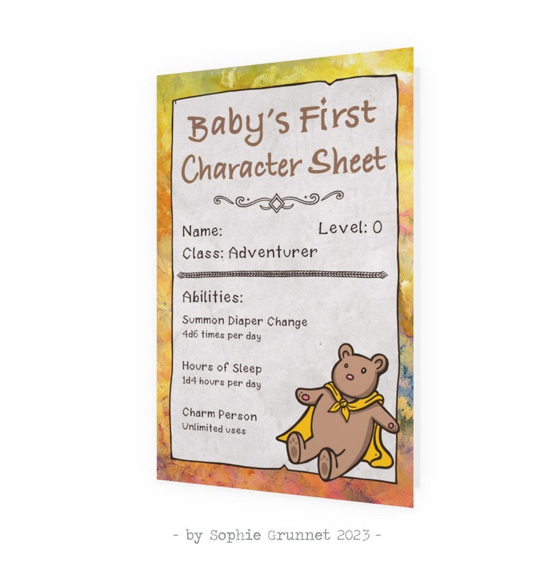 Baby's First Character Sheet. Dnd. TTRPG. Geeky Greeting - Etsy