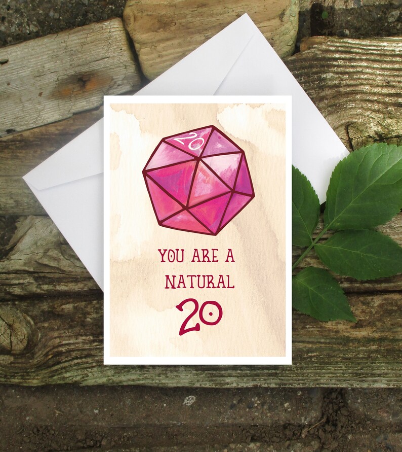 You Are a Natural 20. Dnd Dice Geeky Greeting Card A5. | Etsy