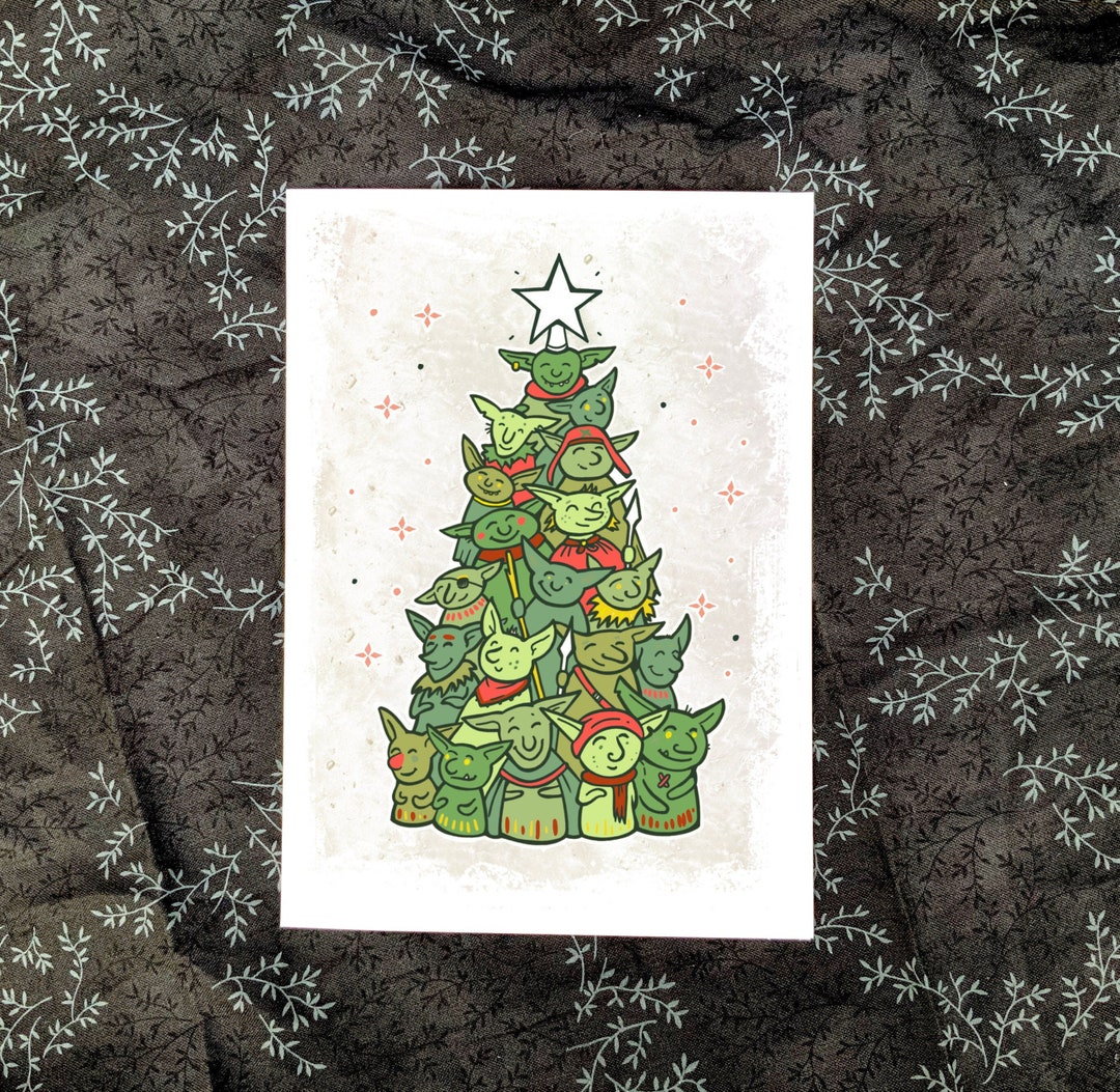 Goblin Tree. Happy Holidays. Christmas Tree. Geeky Greeting - Etsy
