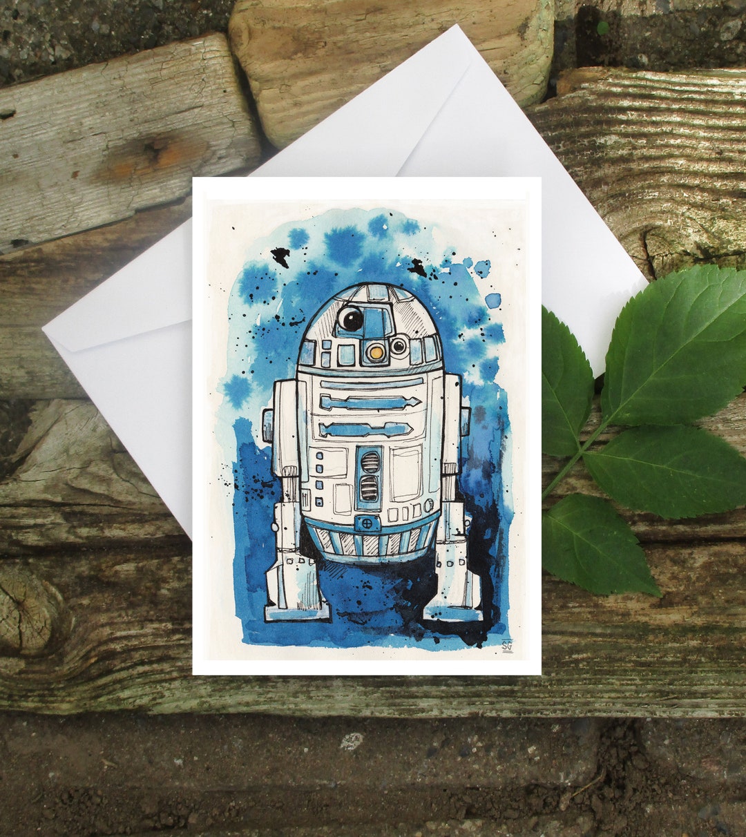 R2D2 Droid. Geeky Greeting Card A5. Artprint by Sophie Grunnet - Etsy