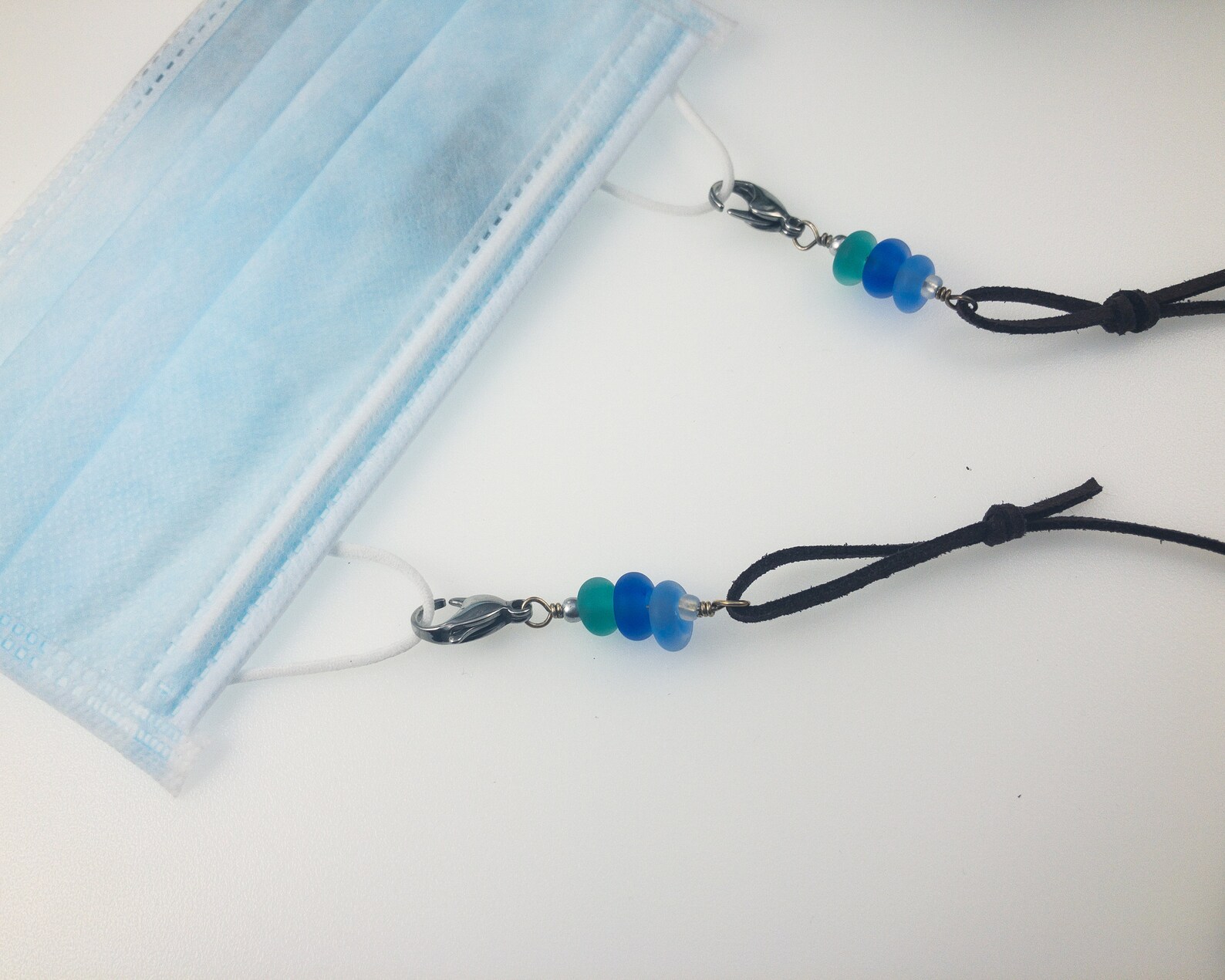 Mask Keeper to Keep Your Mask Close and Clean, 6 Blue Etched Beads, - Etsy