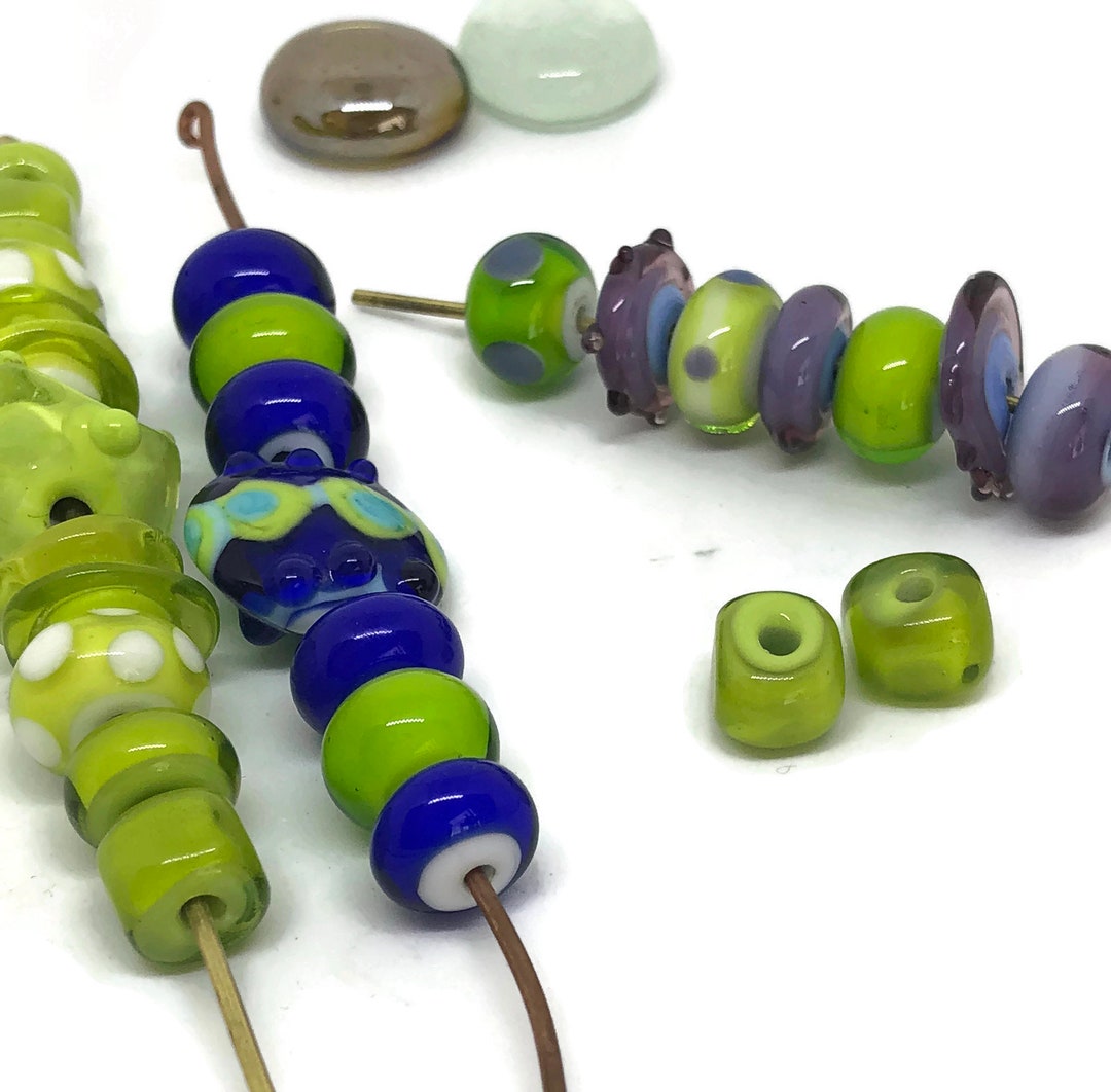 Three Handmade Glass Bead Sets With Spring Green - Etsy